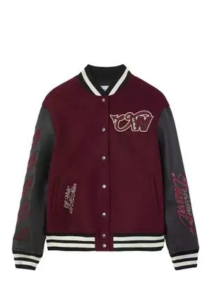 OFF-WHITE X AC Milan Patch-Detail Bomber Jacket