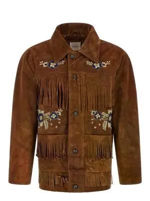 FOUND Fringed Embroidered Jacket - Brown