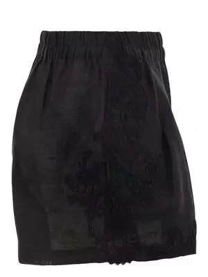 MAURIZIO MYKONOS Embroidered Elasticated-waist Shorts - Black