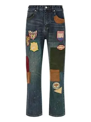 FOUND Patchwork Straight-leg Jeans - Blue