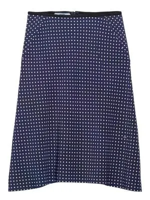 Prada Polka-dot Marocain Flared Skirt - Blue