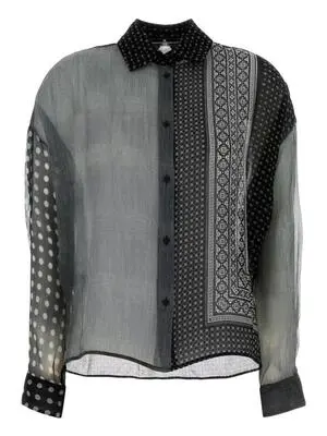 Ermanno Scervino Patchwork-print Silk Shirt - Black