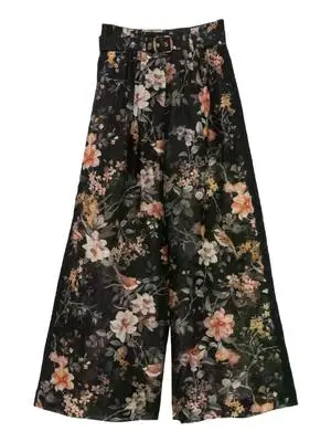 Zimmermann Floral Print Wide-leg Trousers - Black