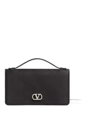 Valentino Garavani Vlogo Signature Chain Wallet In Satin With Jewel Logo - Black