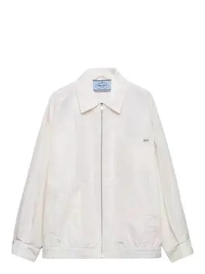 Prada Silk Faille Blouson Jacket Neutrals