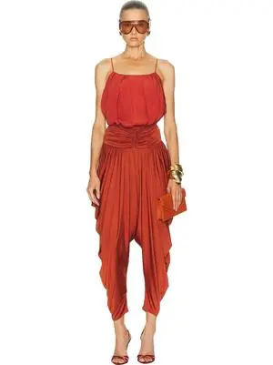 Balmain Thin Straps Draped Top Rouge Ocre