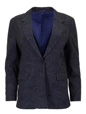 LORDS OF HARLECH Julia Crochet Paisley Caviar Tailored Blazer - Black