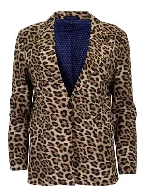 LORDS OF HARLECH Julia Leopard Tailored Blazer - Brown