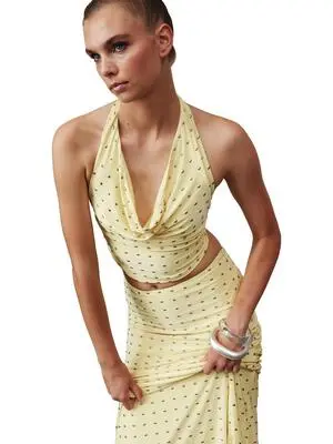 NAZLI CEREN Franca Jersey Blouse - Yellow