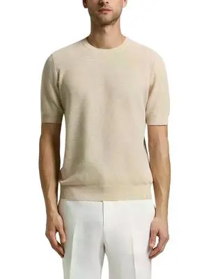 Peserico Textured Knit Crew Neck Short Sleeve Top - Neutrals