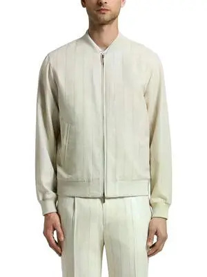 Peserico Pinstriped Zip-up Sweater - Neutrals