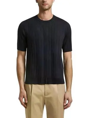 Peserico Ribbed-knit Short-sleeve Top - Blue