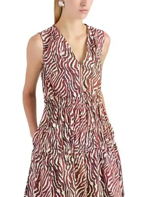 Proenza Schouler White Label Zebra-Print Smocked Midi Dress Red