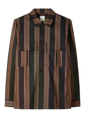 Paul Smith Vertical-stripe Chest-pockets Shirt - Black