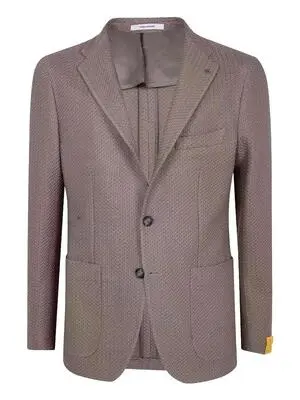 Tagliatore Textured-knit Single-breasted Blazer - Brown