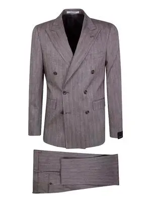 Tagliatore Herringbone Double-breasted Suit - Brown