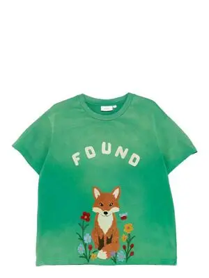 FOUND Fox-embroidered T-shirt - Green