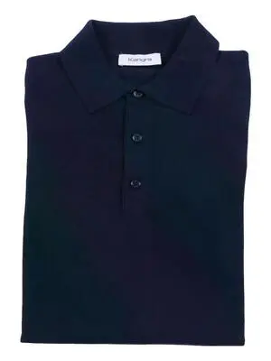 KANGRA Short-sleeve Knit Polo Shirt - Blue
