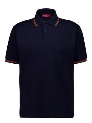 Gucci Dark Blue Embroidered Polo Shirt Blue
