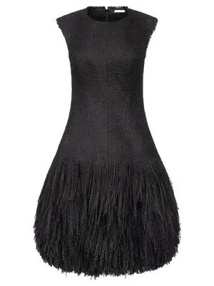 FFORME Talia Fringe-detail Midi Dress - Black