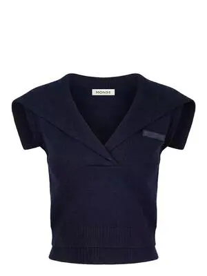 Monse Monse Sailor Collar V-Neck Knit Top Blue