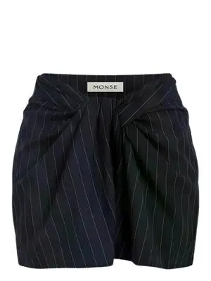 Monse Pinstripe Twisted Shorts - Blue