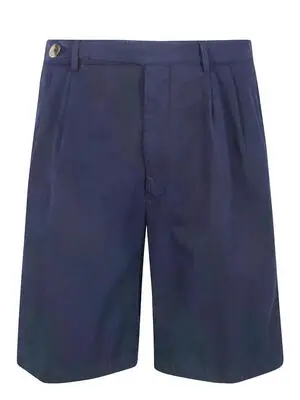 Brunello Cucinelli Pleated Cotton Shorts - Blue