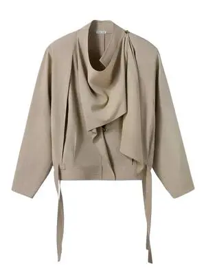 RECTO Draped Scarf-detail Jacket - Neutrals