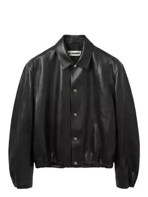 JIL SANDER Elasticated-hem Leather Jacket - Black