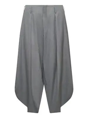 Comme Des Garçons Pleated Curved-hem Trousers - Grey