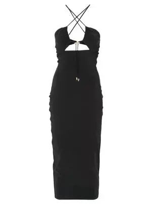 Moschino Cut-out Ruched Midi Dress - Black