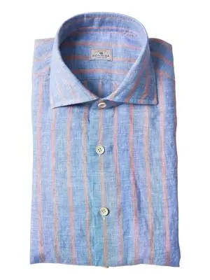 SONRISA Vertical-stripe Cotton Shirt - Blue