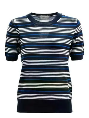 P.a.r.o.s.h Striped Short-sleeve Wool T-shirt - Blue