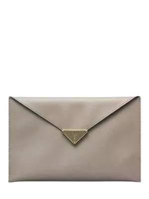 Prada Saffiano Leather Envelope Clutch - Neutrals