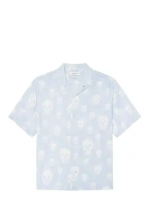 Alexander McQueen Printed Crepe De Chine Shirt Uk/us 15 - Blue