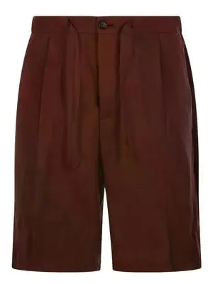 HEVO Pleated Drawstring Shorts - Brown