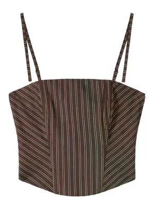 Patrizia Pepe Striped Corset Top - Brown