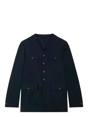 Kenzo Collarless V-neck Jacket - Blue