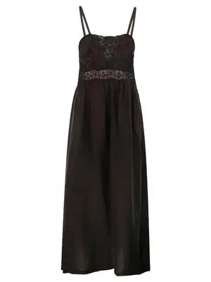 MAURIZIO MYKONOS Embroidered Tiered Maxi Dress - Brown