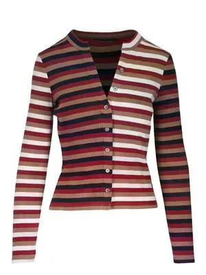 Veronica Beard Rib-knit Cardigan - Red