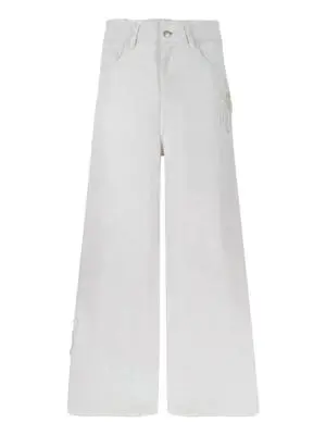 HUI MILANO Sequin-embellished Wide-leg Jeans - Neutrals