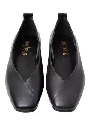 POCHE PARIS Square-toe Ballet Flats - Black