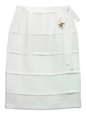 Prada Embroidered Linen Skirt - White
