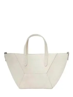 Brunello Cucinelli Geometric Panelled Suede Tote Bag - Neutrals