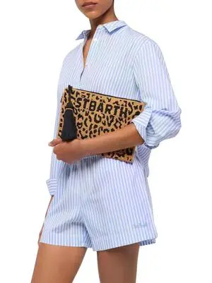 MC2 SAINT BARTH Beaded Leopard-Print Clutch