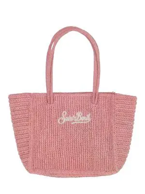 MC2 SAINT BARTH Logo-embroidered Raffia Shoulder Bag - Pink