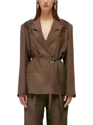 BLUGIRL Belted Blazer - Brown