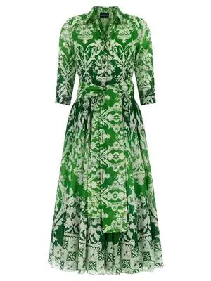 Samantha Sung Aster Printed Cotton Dress - Green
