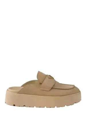 Prada Nubuck Flatform Mules Neutrals