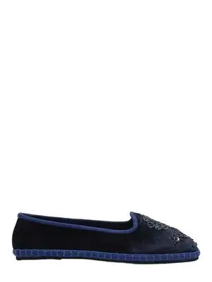 Malìparmi Embroidered Velvet Ballet Flats - Blue